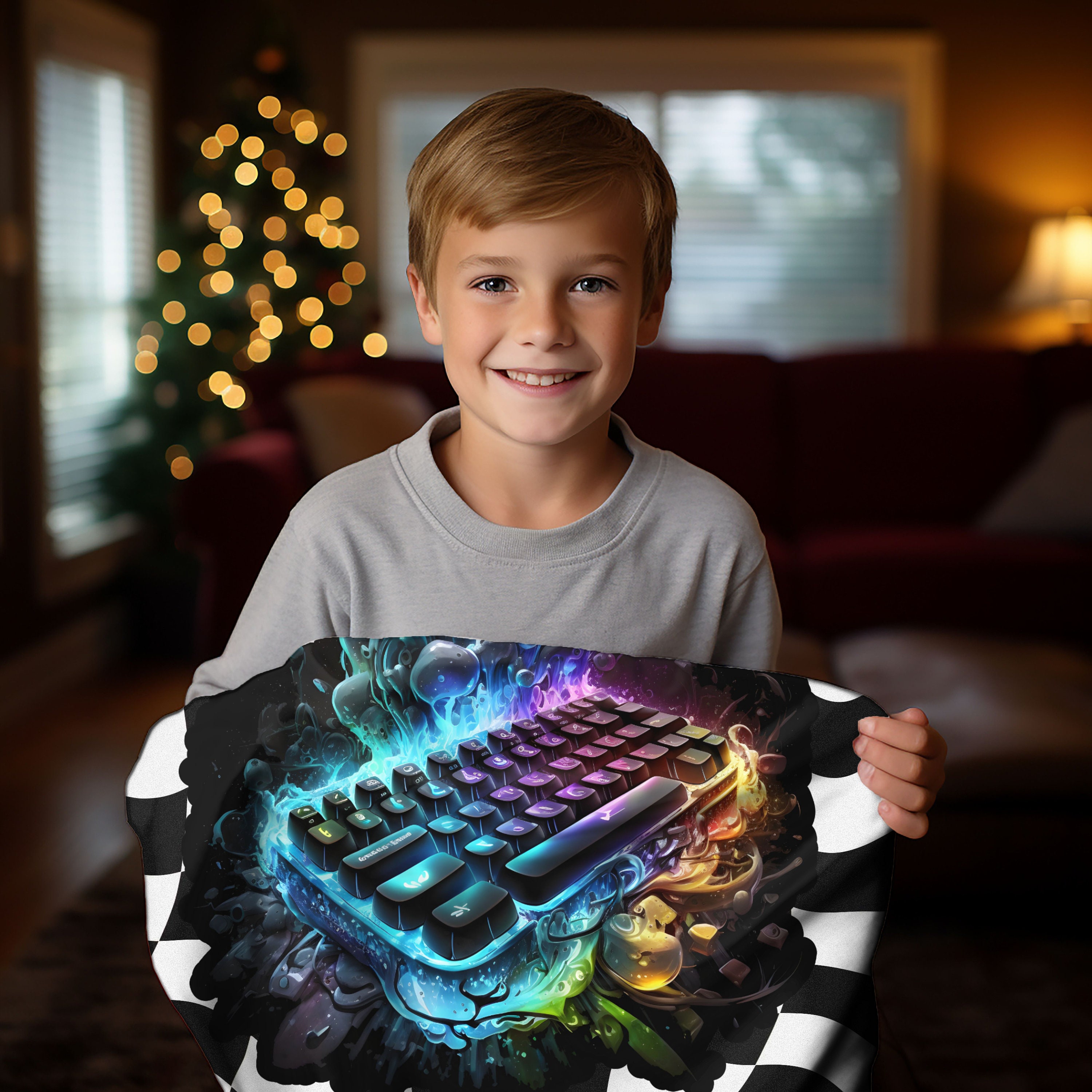 Checkered Smoking Keyboard Gamer Blanket, Epic Psychedelic Game Throw ...