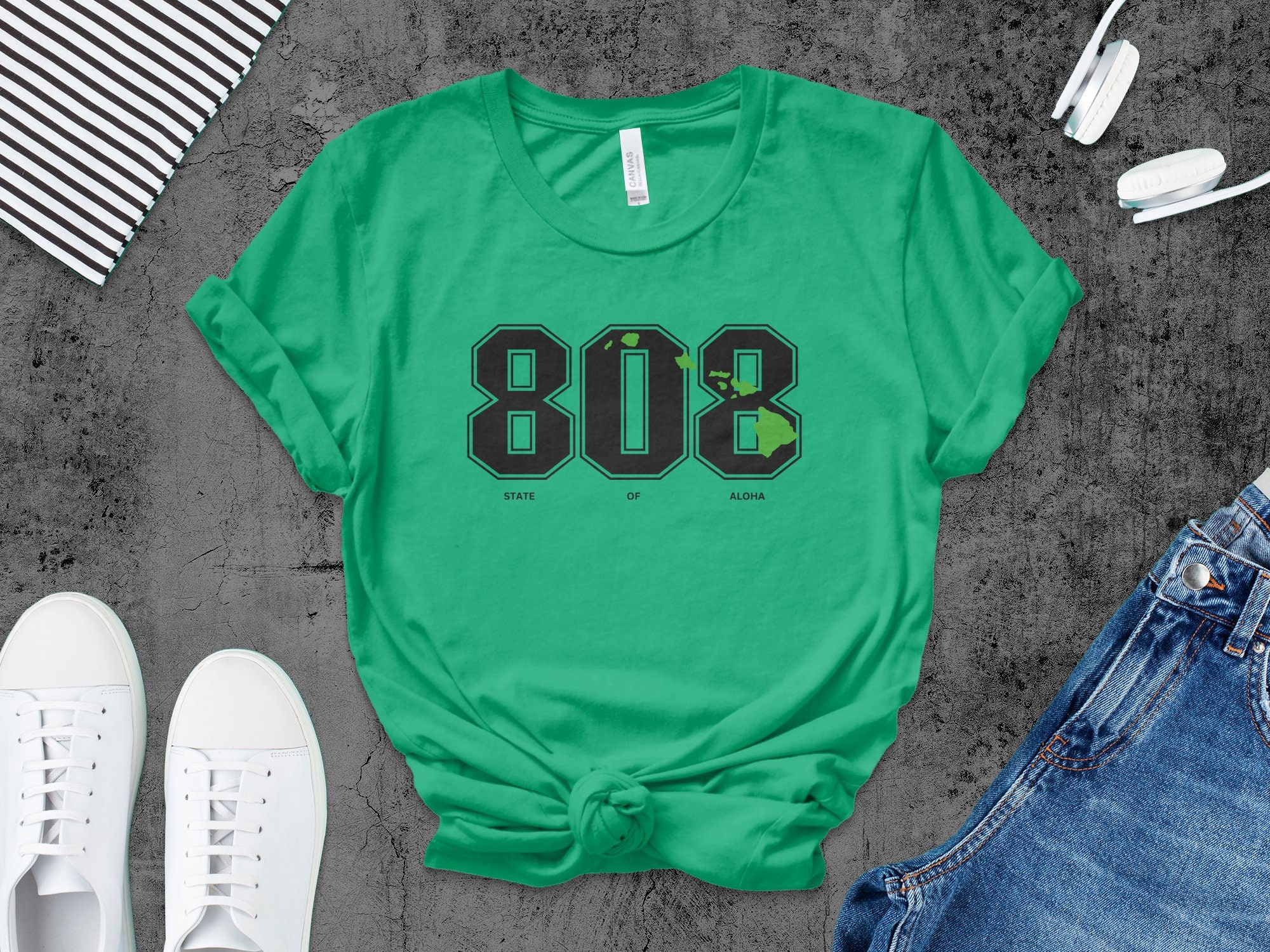 Hawaii State of Aloha 808 T-shirt, Black and Green Hawaii Pride Tee ...