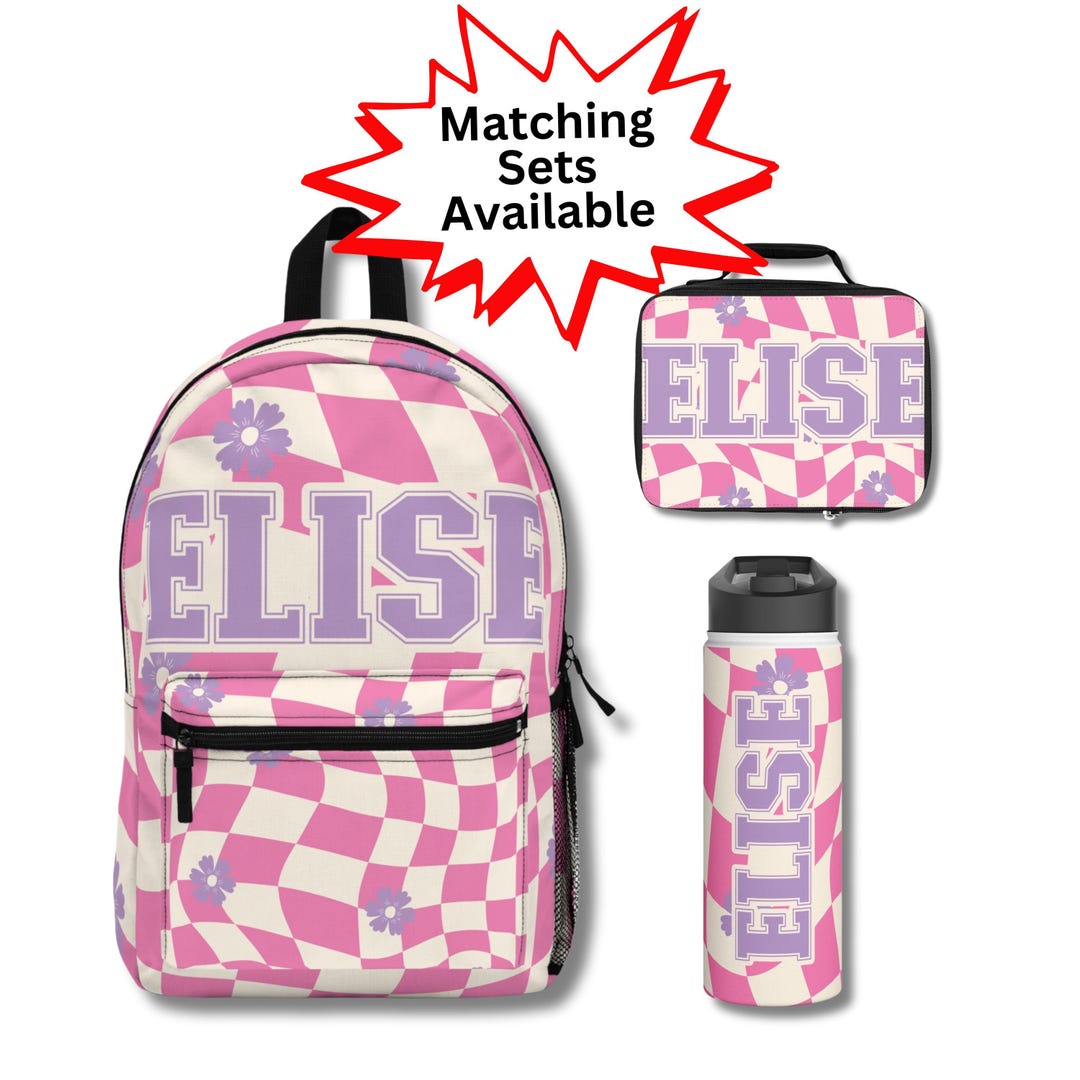 Custom Checkered Retro Laptop Backpack, Matching Lunch Bag, Matching ...