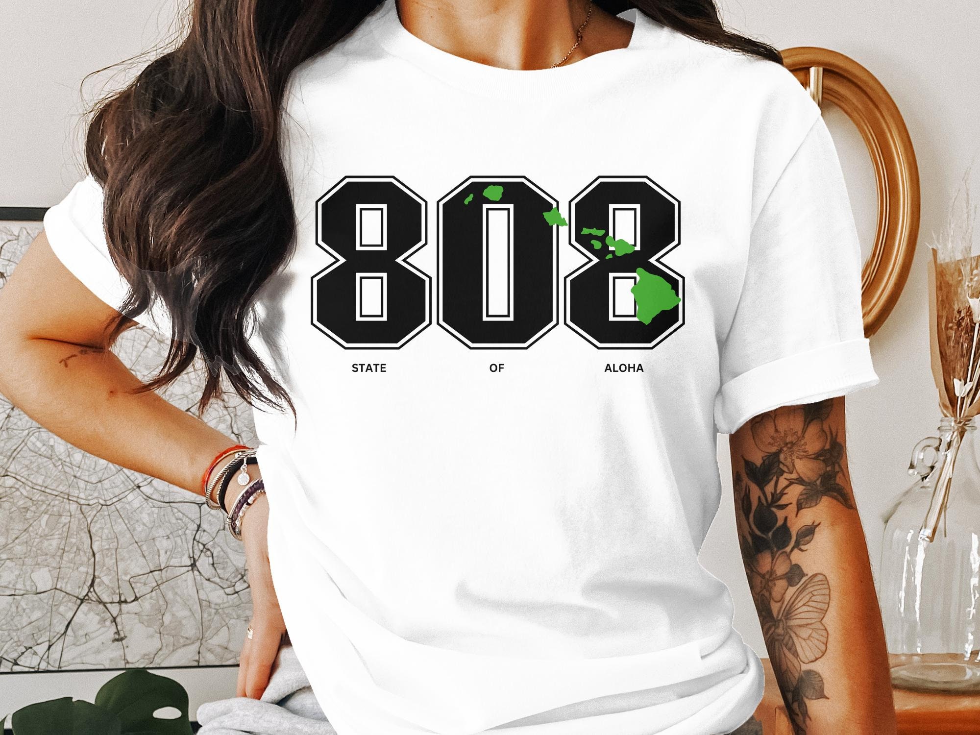 Hawaii State of Aloha 808 T-shirt, Black and Green Hawaii Pride Tee ...