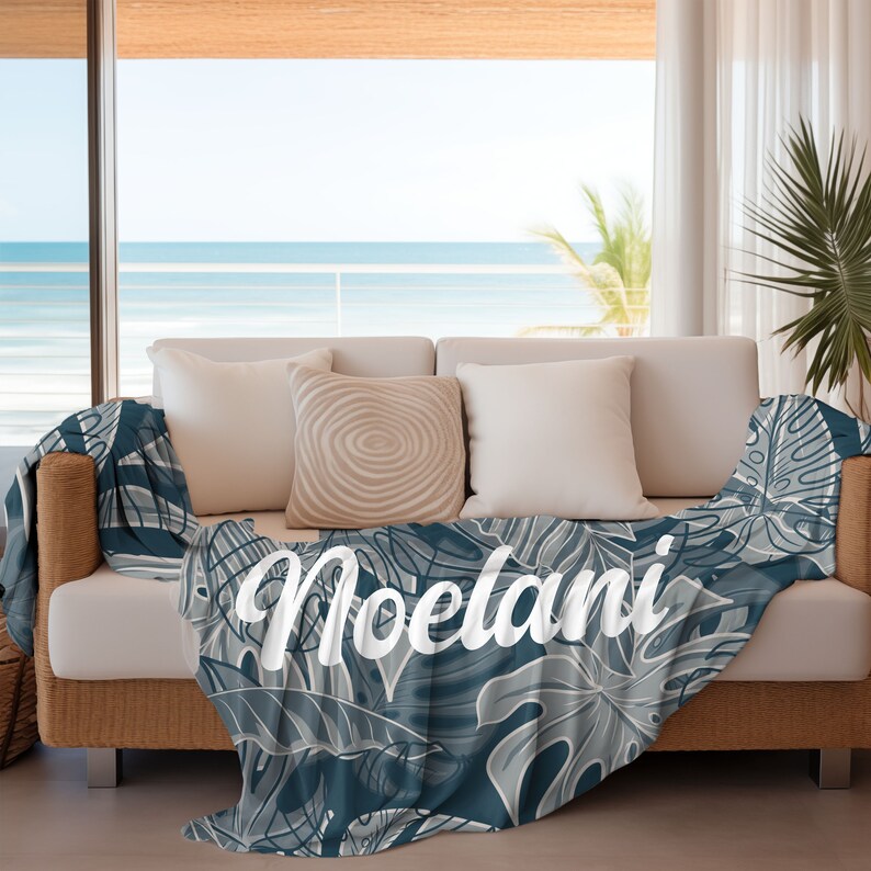 Custom Monstera Leaf Blanket, Personalized Minky Tropical Velveteen ...