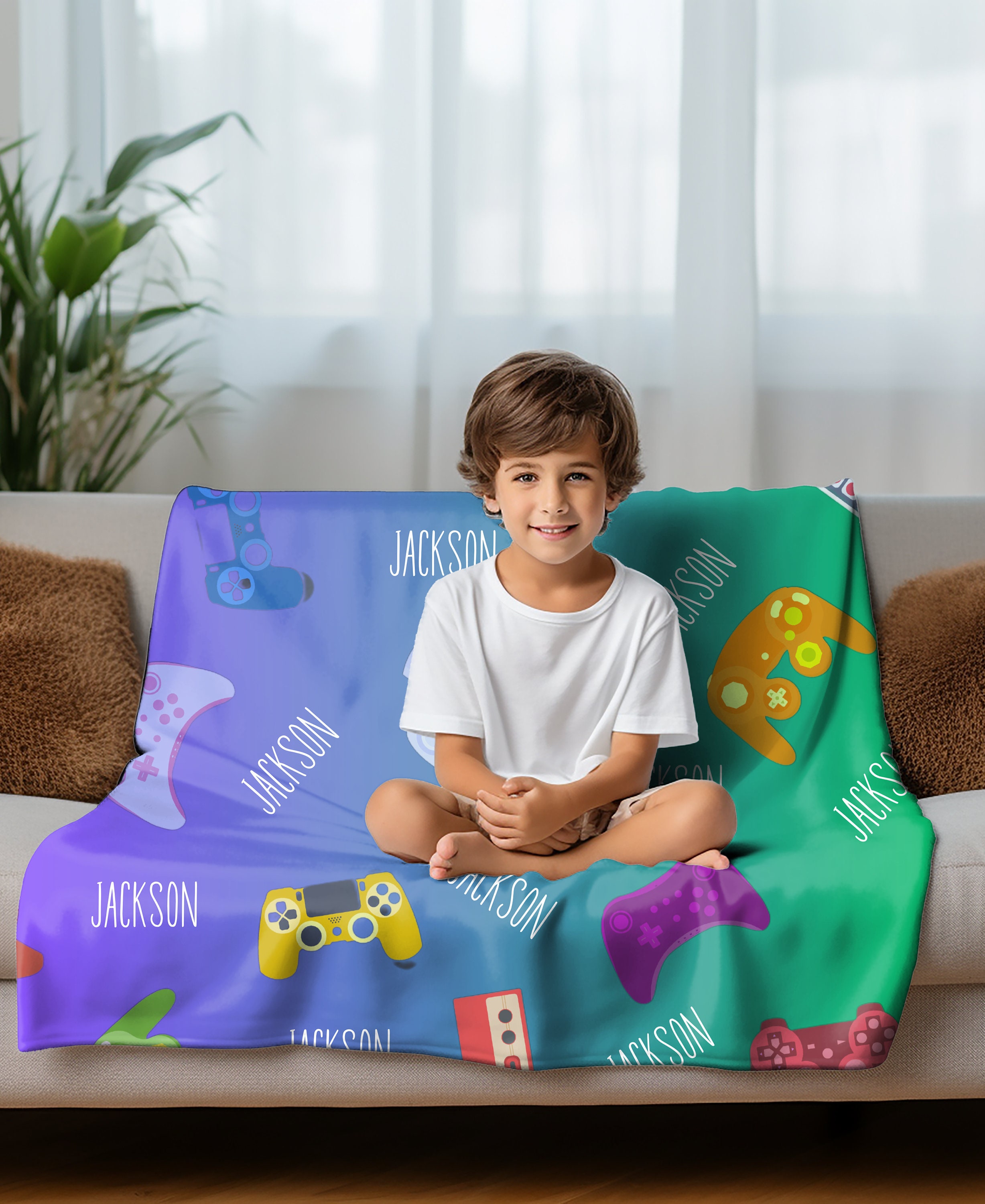 Personalized Video Game Controller Blanket Custom Name Minky Gift for ...