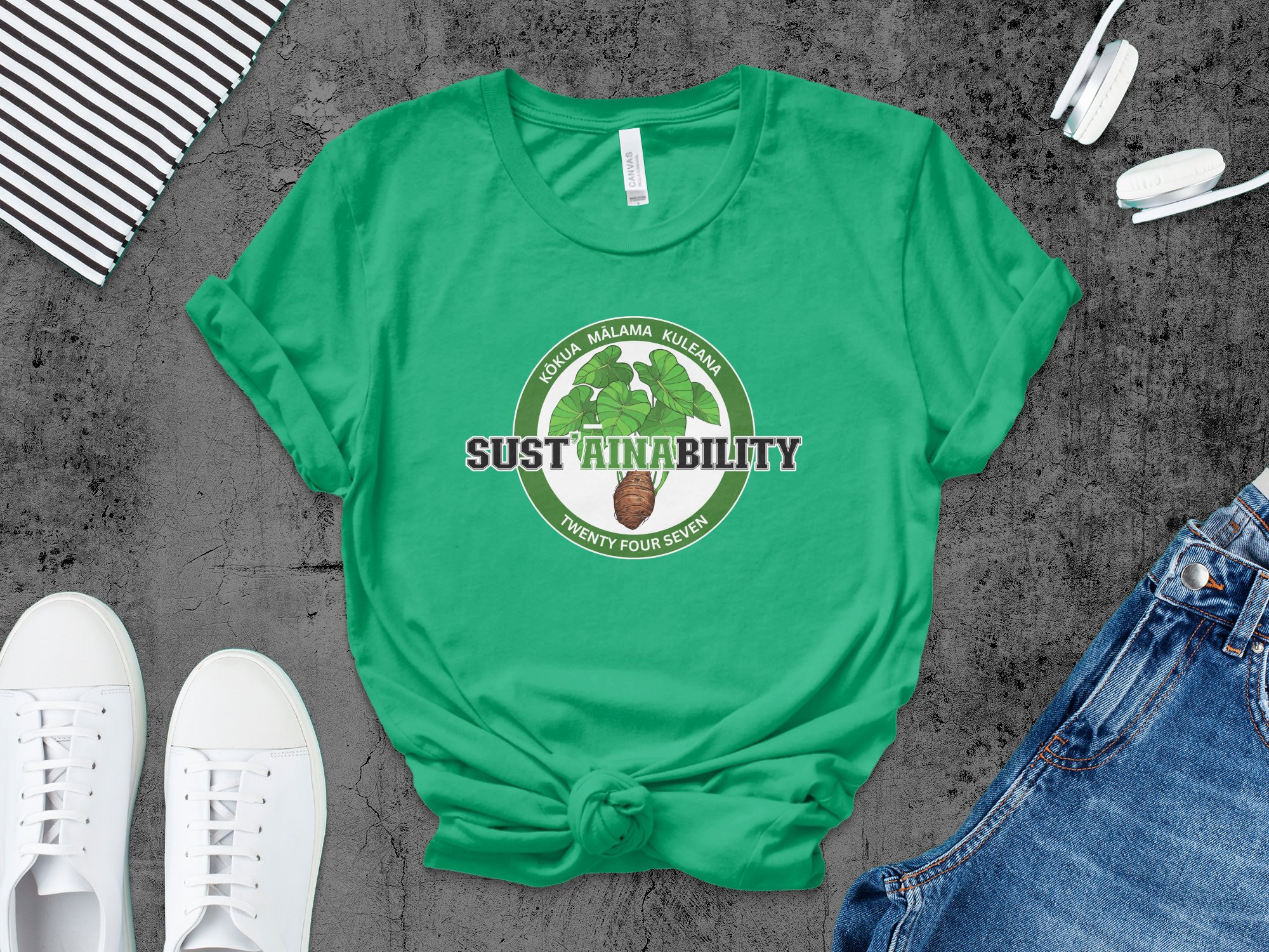 Sustainability Hawaii Sustainable Living 24 7 T-shirt, Green Leaf Eco ...
