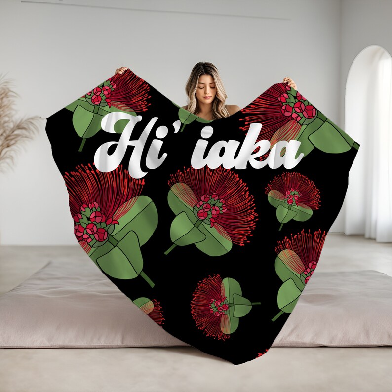 Hawaiian Ohia Lehua Flower Personalized Minky Blanket, Tropical ...