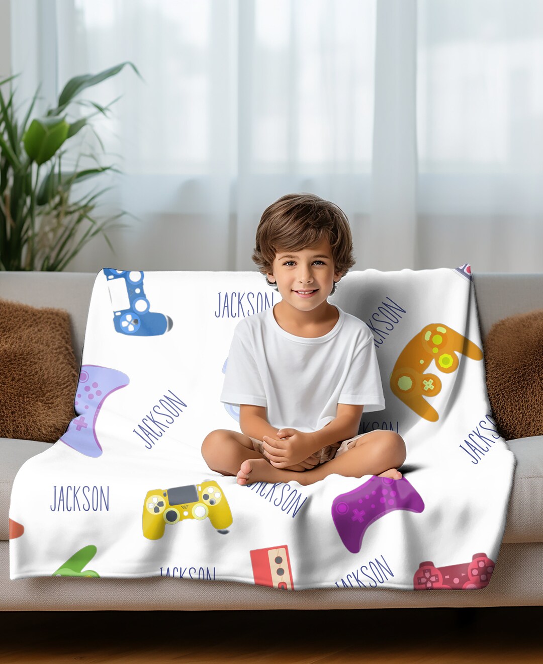 Personalized Game Controller Blanket - Custom Name Minky Gift for Him ...