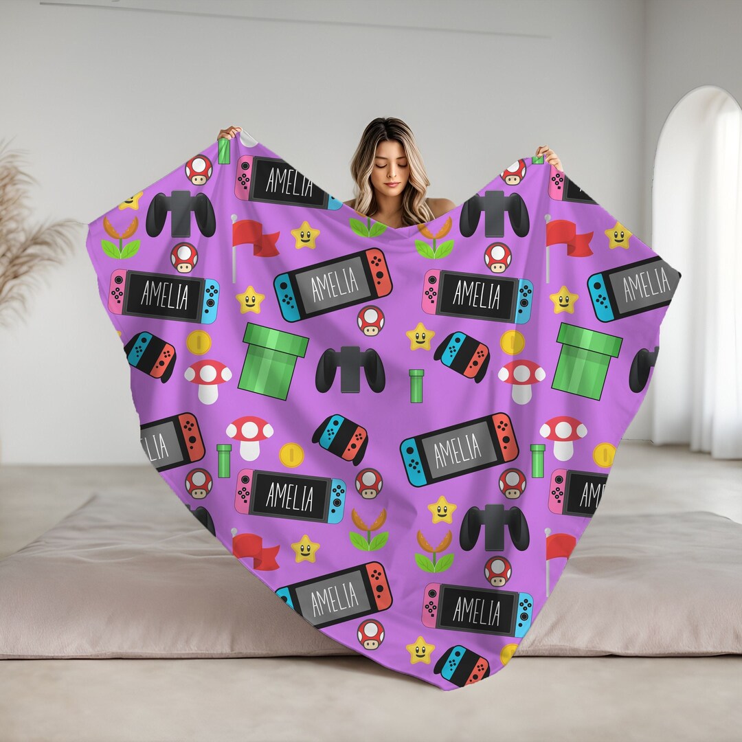 Gaming Blanket, Personalized Video Game Blanket, Birthday Gift for Him ...