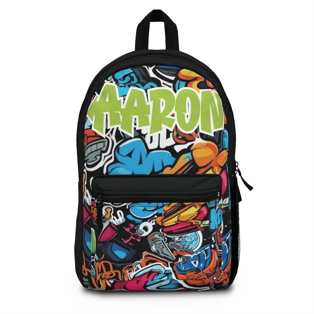 Custom Graffiti Name Laptop Backpack, School Bag, Graffiti Painted ...