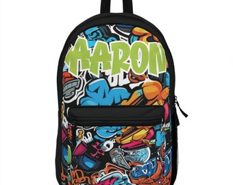 Custom Checkered Name Laptop Backpack, School Bag, Retro Floral Painted ...