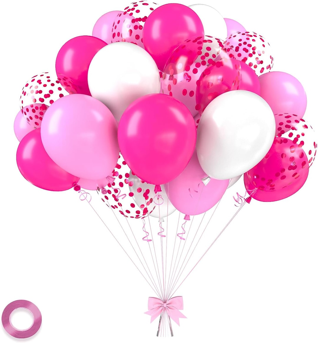 Hot Pink Balloons, White, Pink Confetti Latex Helium Balloons for Birthday by Taver - Etsy