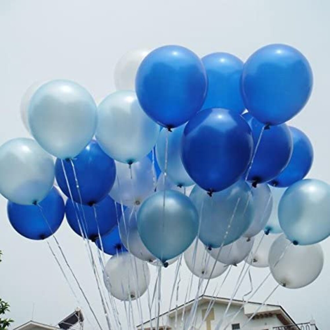 50 Blue and White 12 Inch Latex Balloons Birthdays, Parties, Weddings ...