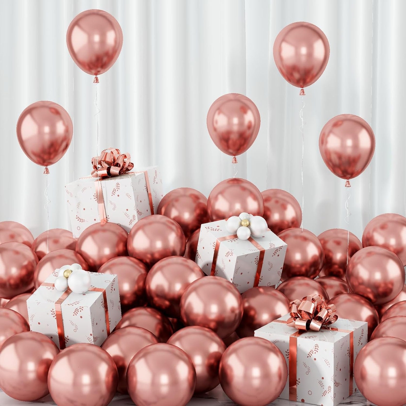 Metallic Rose Gold Balloons 5inch Small Chrome Rose Gold Balloon 60pcs ...