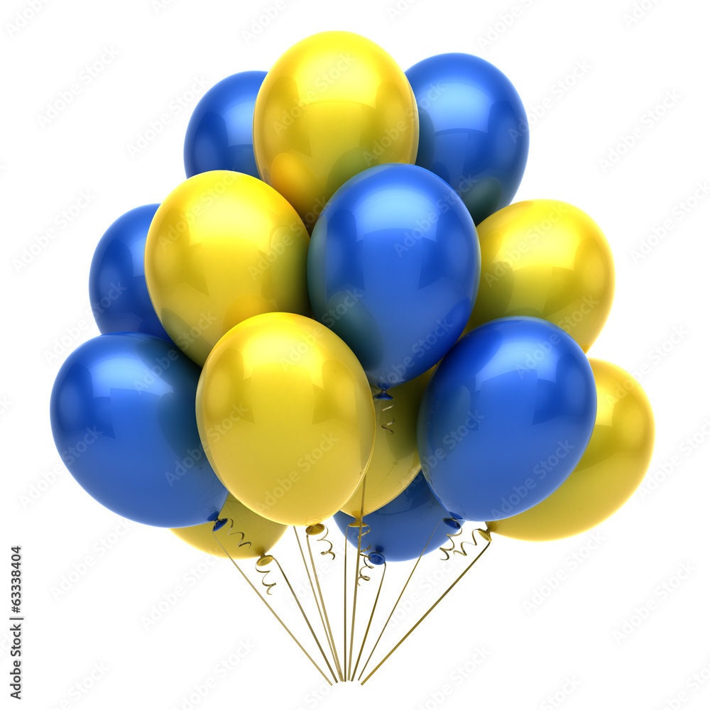 Blue and Yellow Metallic Balloons 10/25/50/100 Packs 12 Inches Party ...