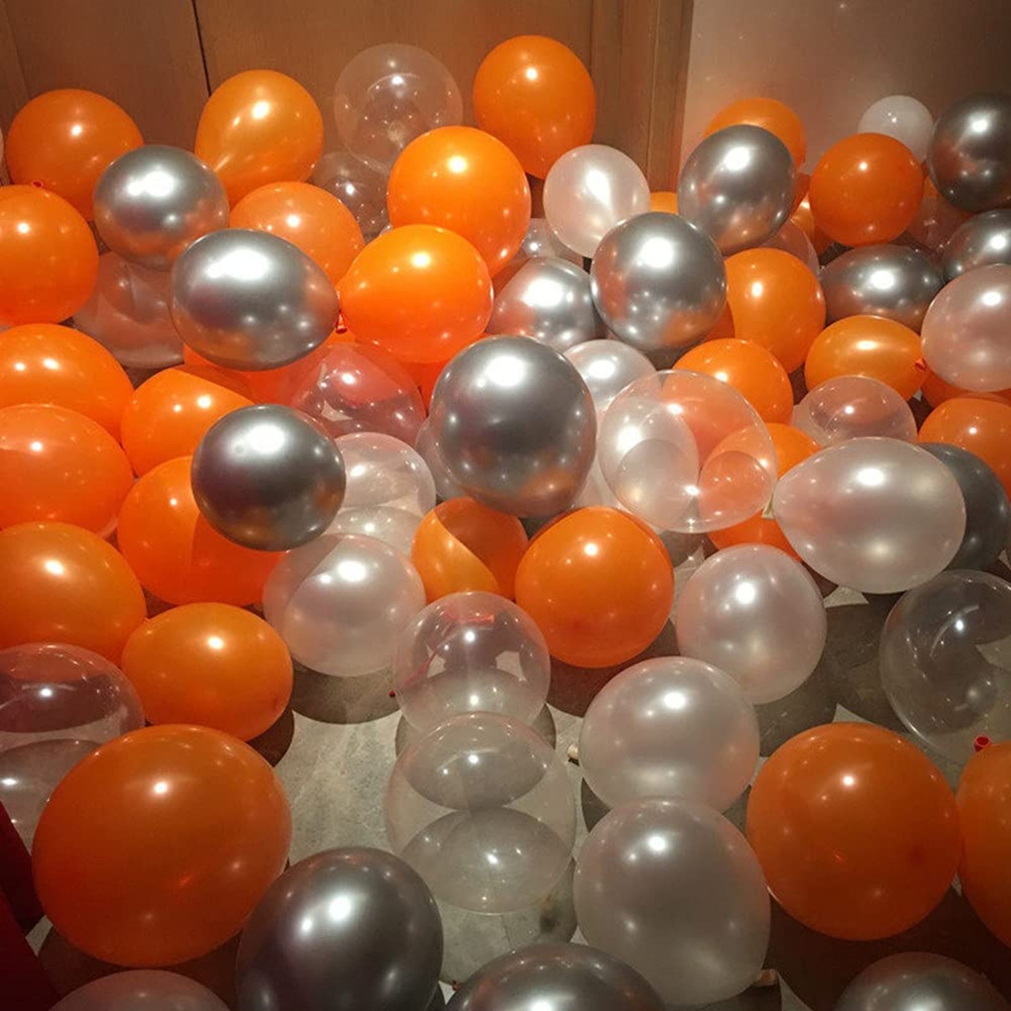 Orange, Silver and Transparent Balloons 10/25/50/100 12 Inches Latex ...