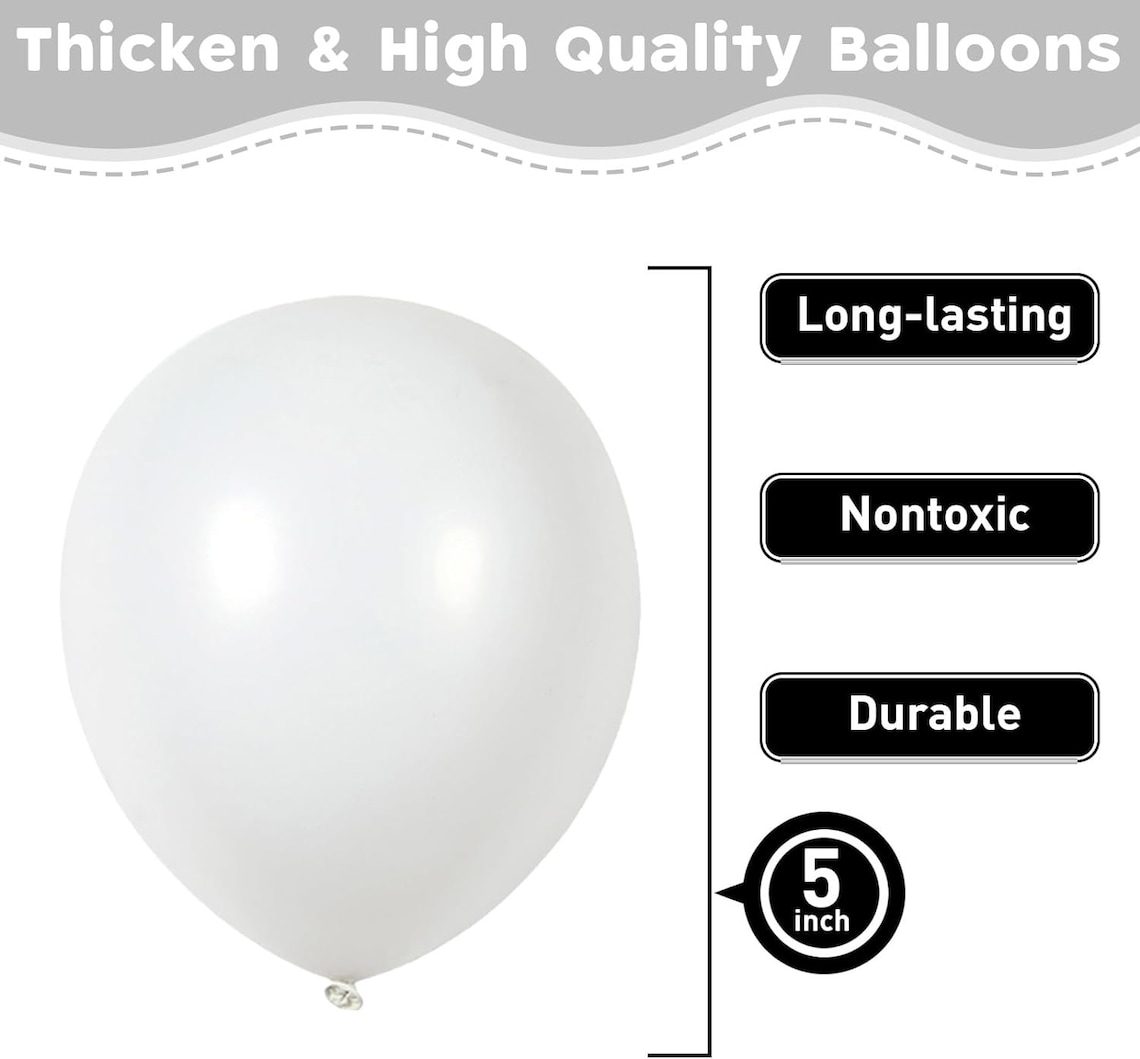White Balloons 5inch Small Mini Round Matte Latex for Balloon Arch ...