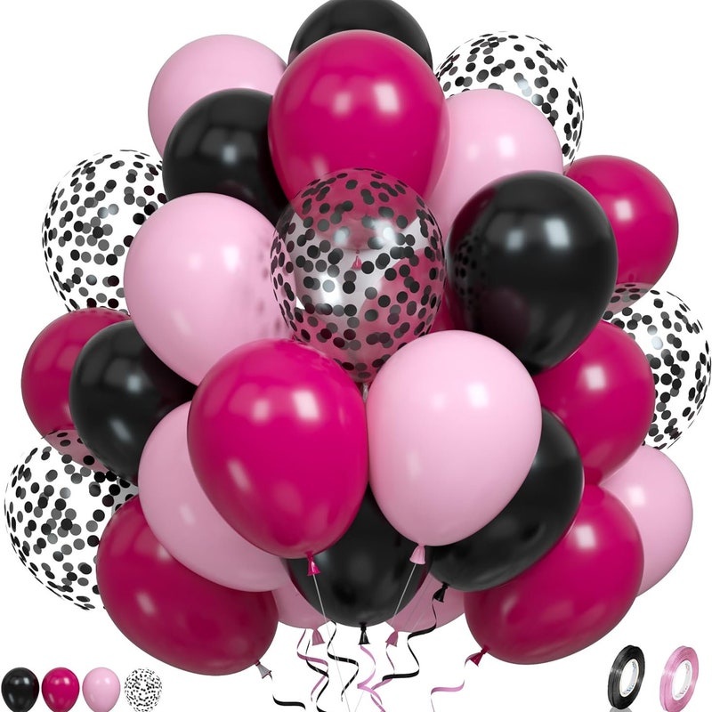 Pink and Black Balloons - Etsy