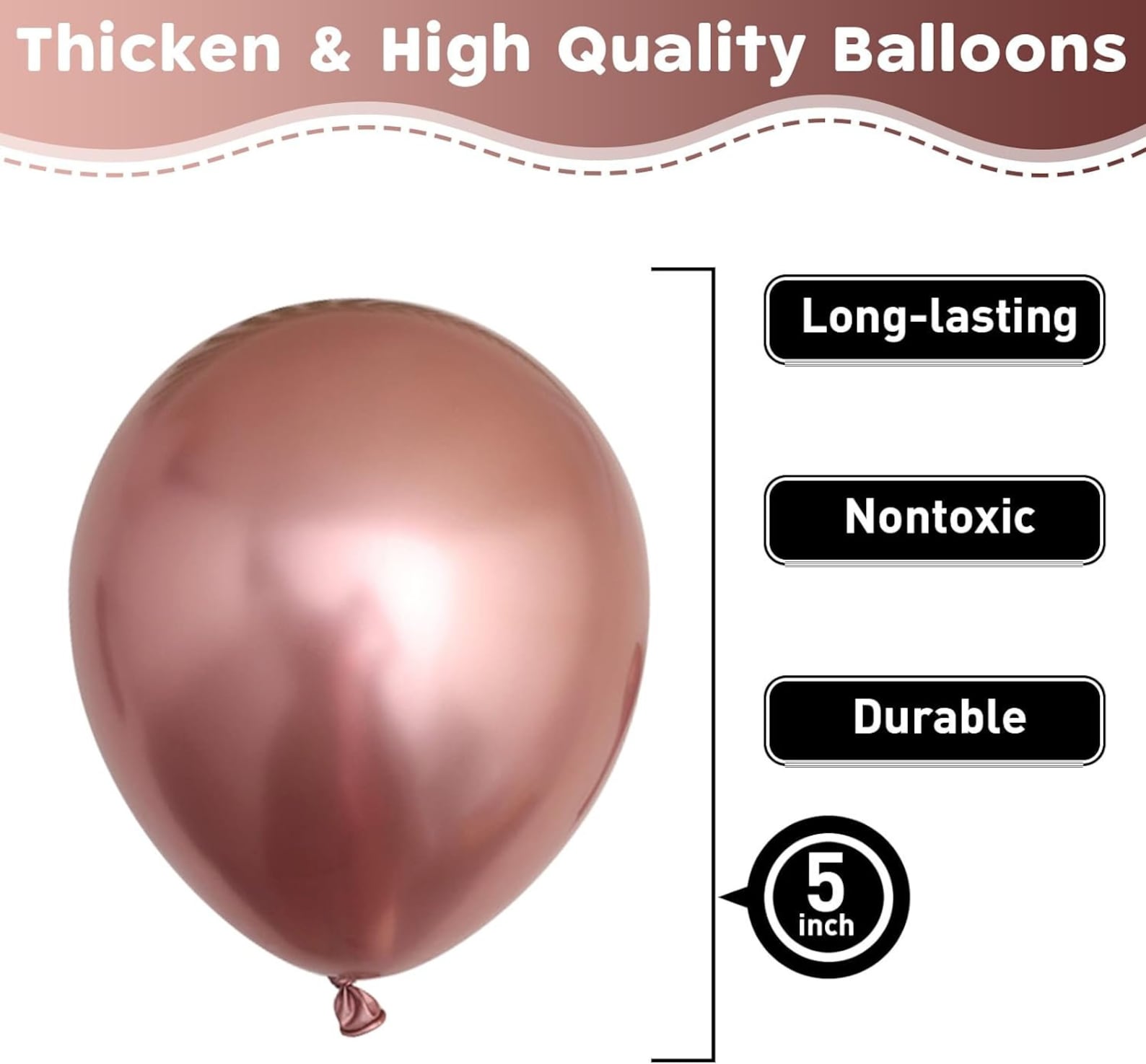 Metallic Rose Gold Balloons 5inch Small Chrome Rose Gold Balloon 60pcs ...