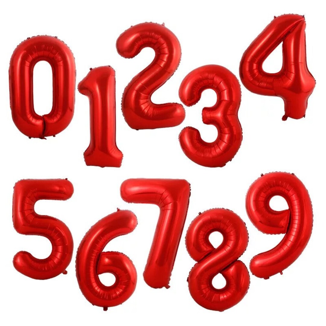 Red Number Foil Balloons 40 Inch Birthday Party Weddin Anniversary ...