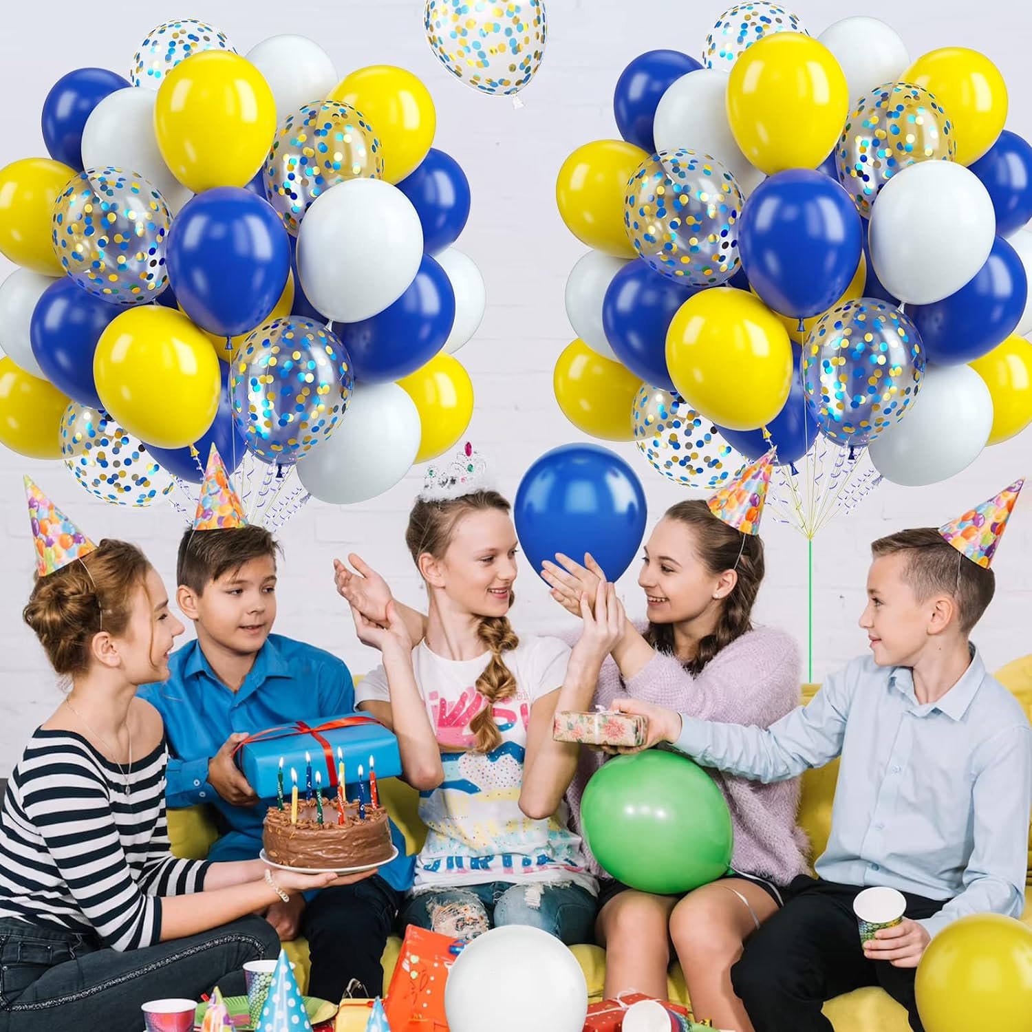 Yellow Blue Balloons, 12 Inch Blue Gold Confetti Balloons Dark Blue Latex Balloon by Taver - Etsy