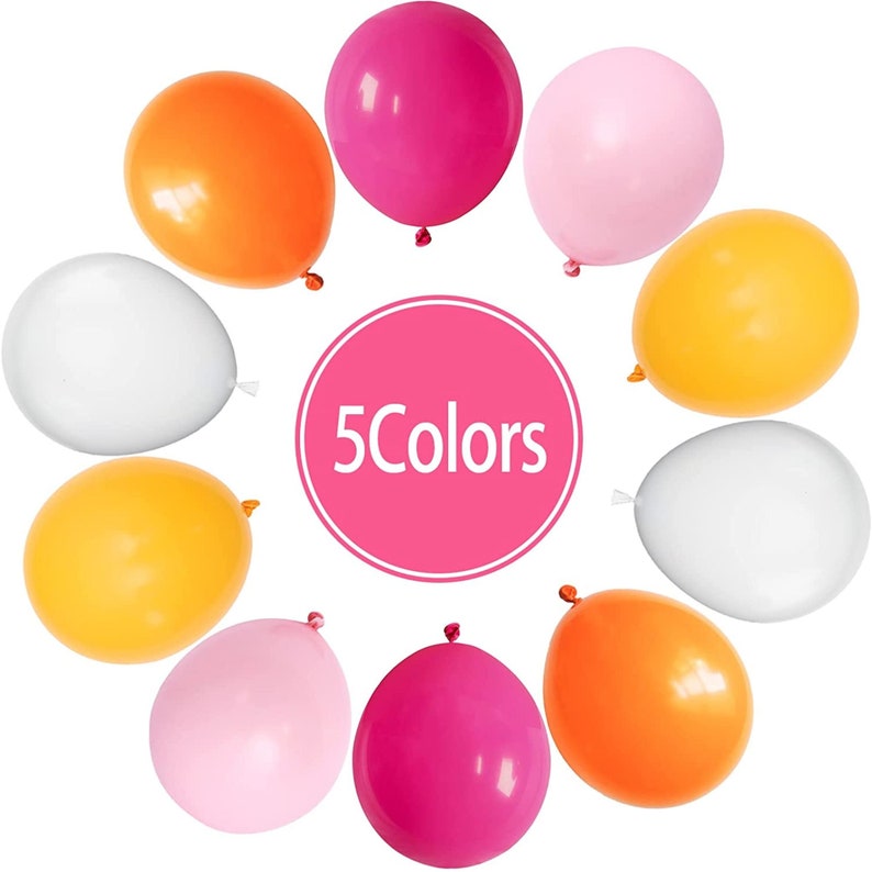 Pink Orange Yellow And White Latex Balloons 12 Inch For Parties By