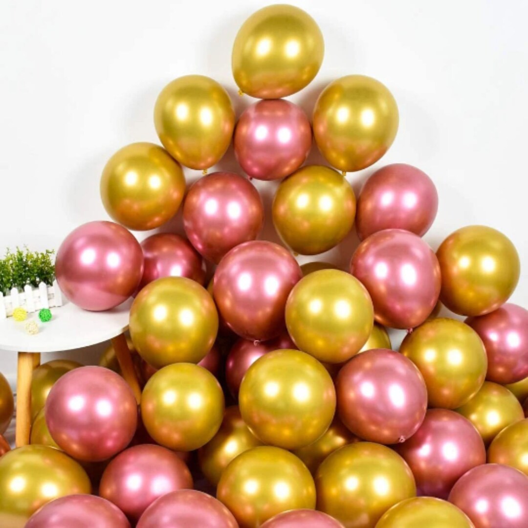 Rose Gold & Gold Metallic Balloons 12 Inch Latex 10/25/50/100 Birthday ...
