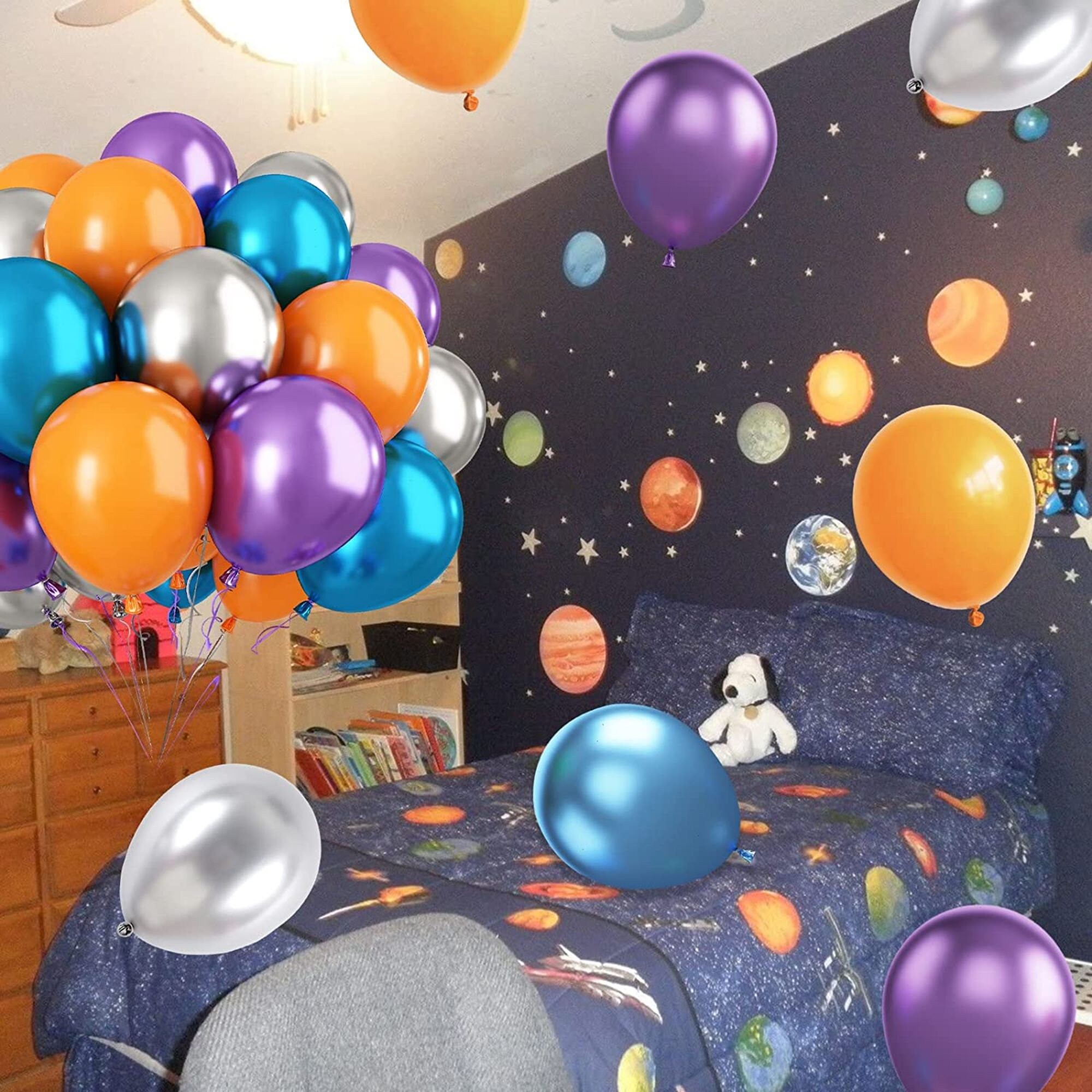 Paready Astronaut Space Theme Balloons, 30 Pcs 12 Inch Metallic Purple ...