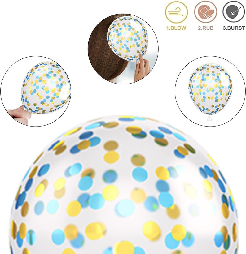 Yellow Blue Balloons, 12 Inch Blue Gold Confetti Balloons Dark Blue Latex Balloon by Taver - Etsy