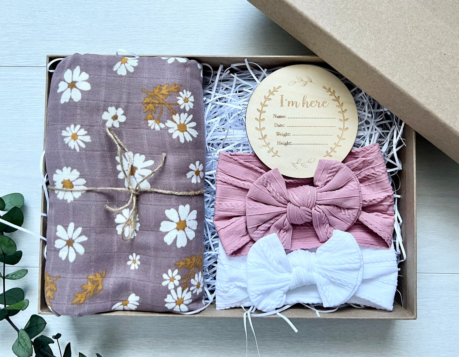 Baby Girl Gift Box/baby Swaddle and Headband Set/swaddle Set - Etsy
