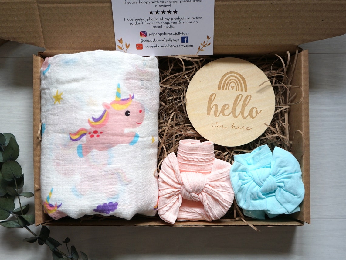 Baby Girl Gift Box/Baby Swaddle and Headband Set/Swaddle Set | Etsy