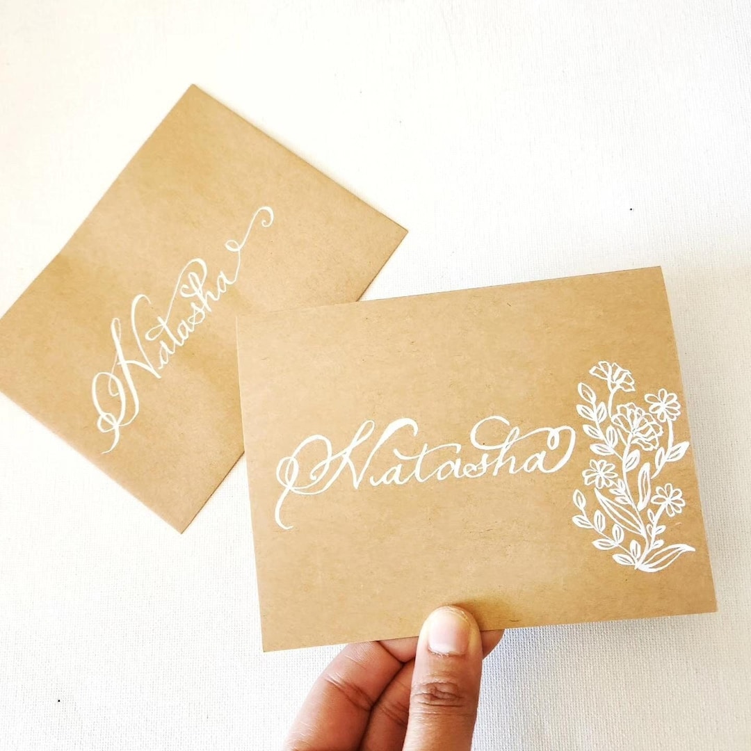 Personalized Calligraphy Cards, Kraft Cards, Bridesmaid Cards ...