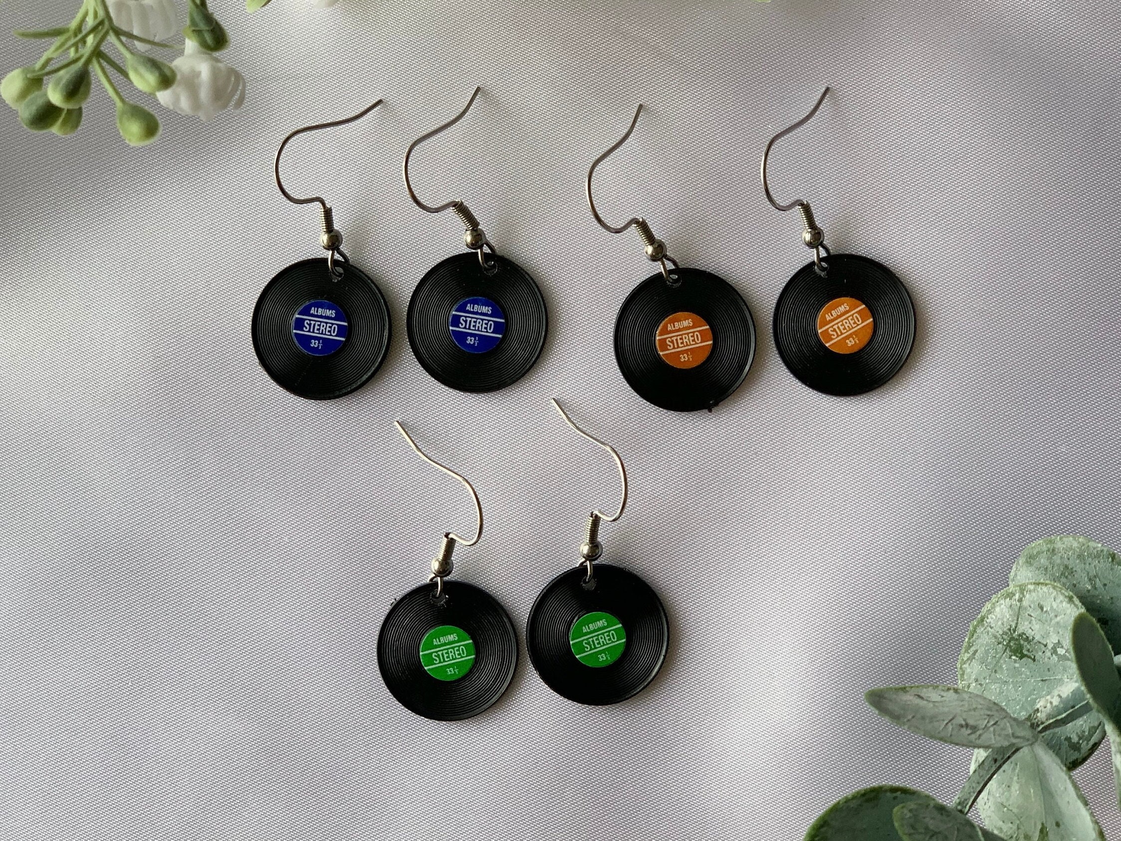 Mini Vinyl Record Earrings, Retro Earrings - Etsy