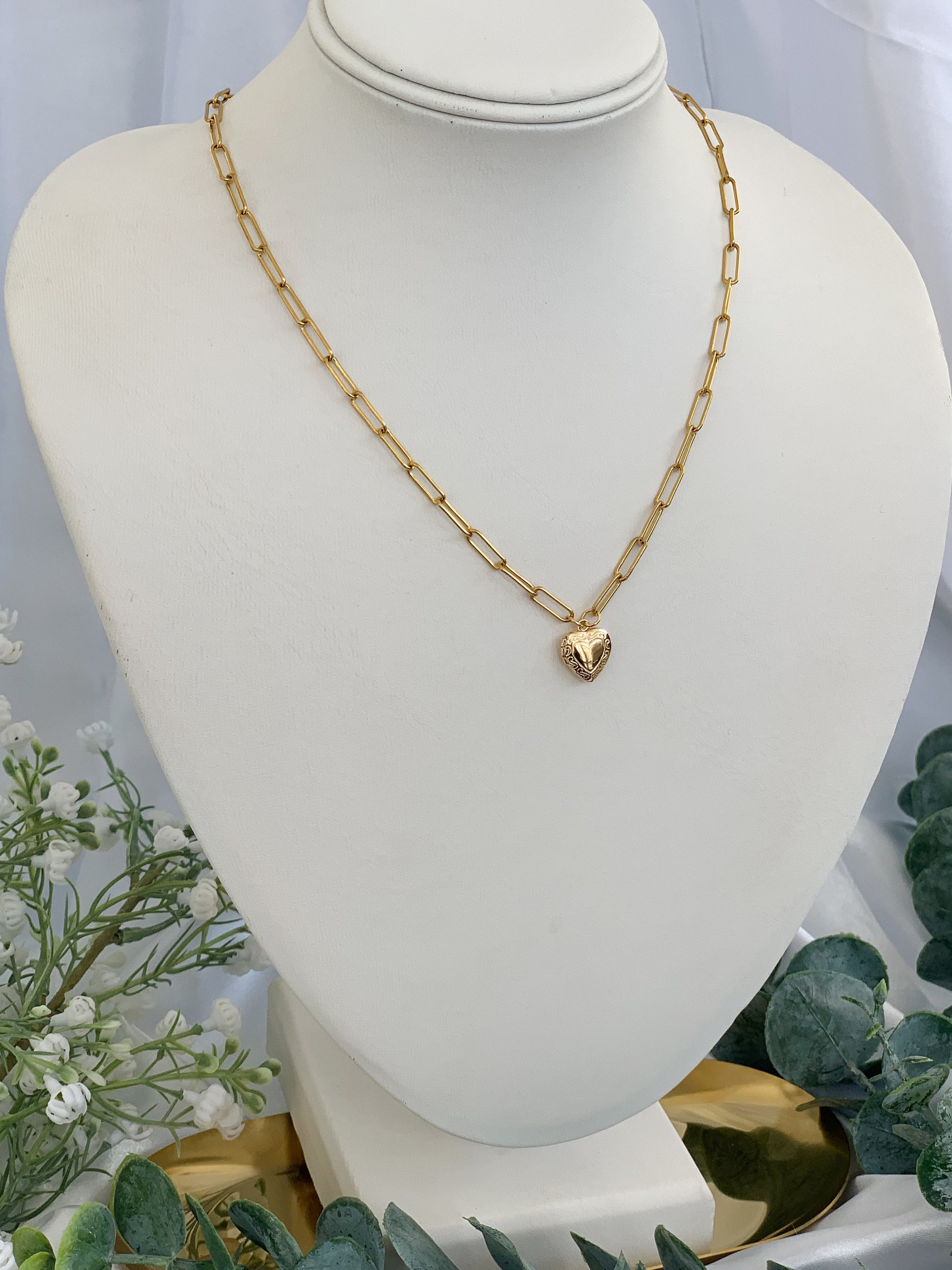 Gold Heart Locket Necklace Paperclip Or Cable Chain Small Etsy gold-heart-locket-necklace-paperclip-or-cable-chain-small-etsy