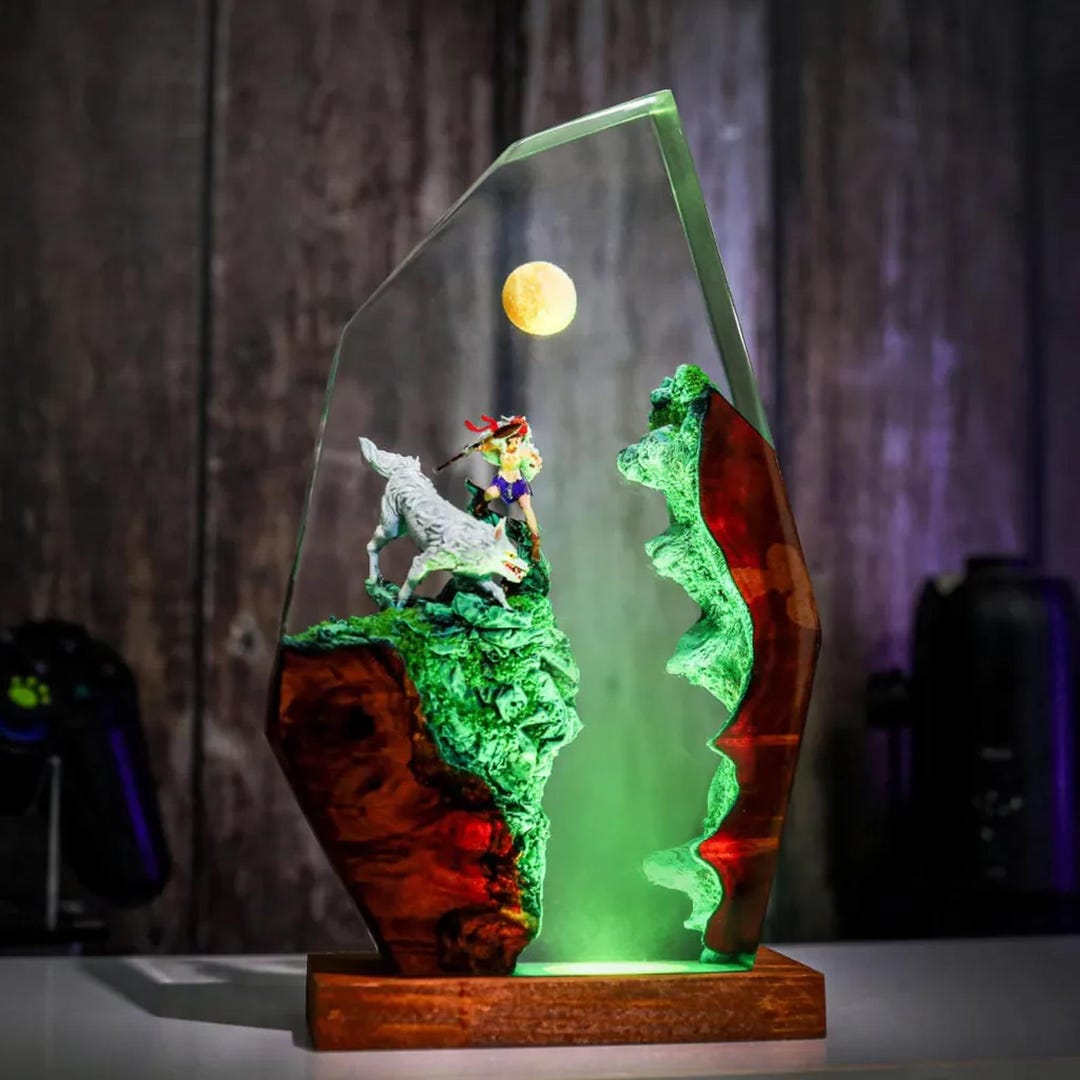 Princess Mononoke Resin Lamp | Studio Ghibli LED Diorama | Handmade ...