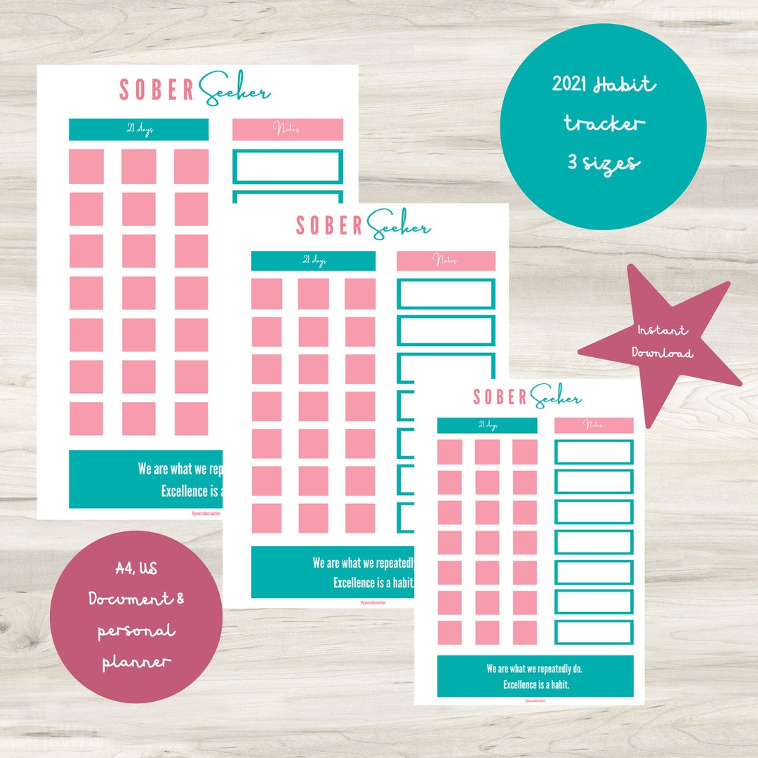 Sober Habit Tracker | Sobriety Tracker | Recovery Journal | Sober ...