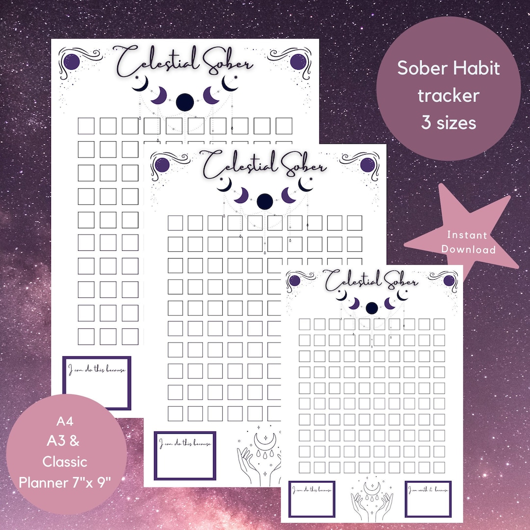 Sober Gift | Sobriety Tracker | 100 Days Sober | Habit Tracker ...