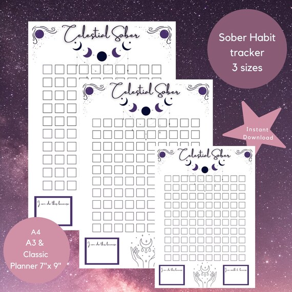 Sober Gift Sobriety Tracker 100 Days Sober Habit Tracker - Etsy