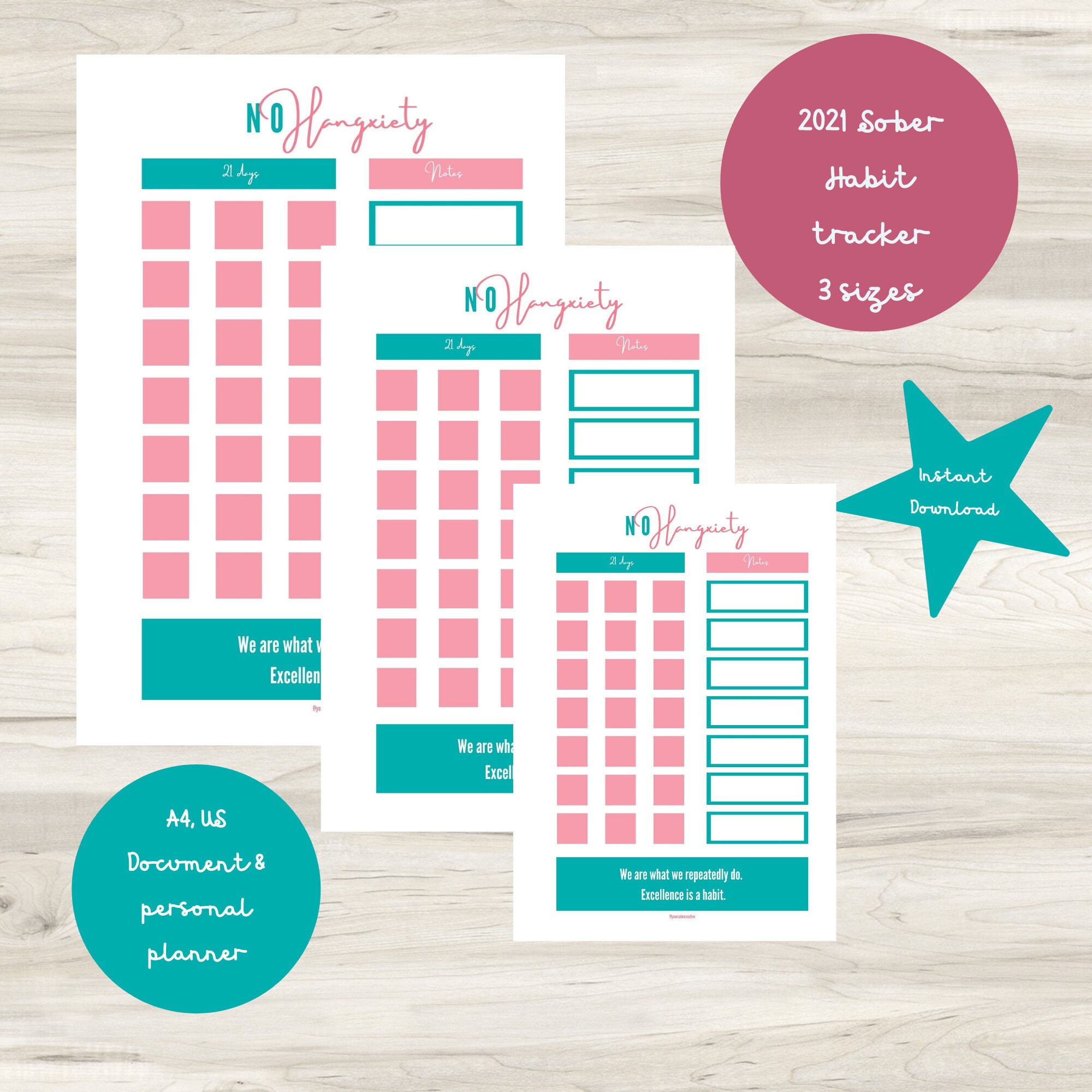Sobriety Habit Tracker Sober Sobriety Journal Sobriety Recovery Tracker