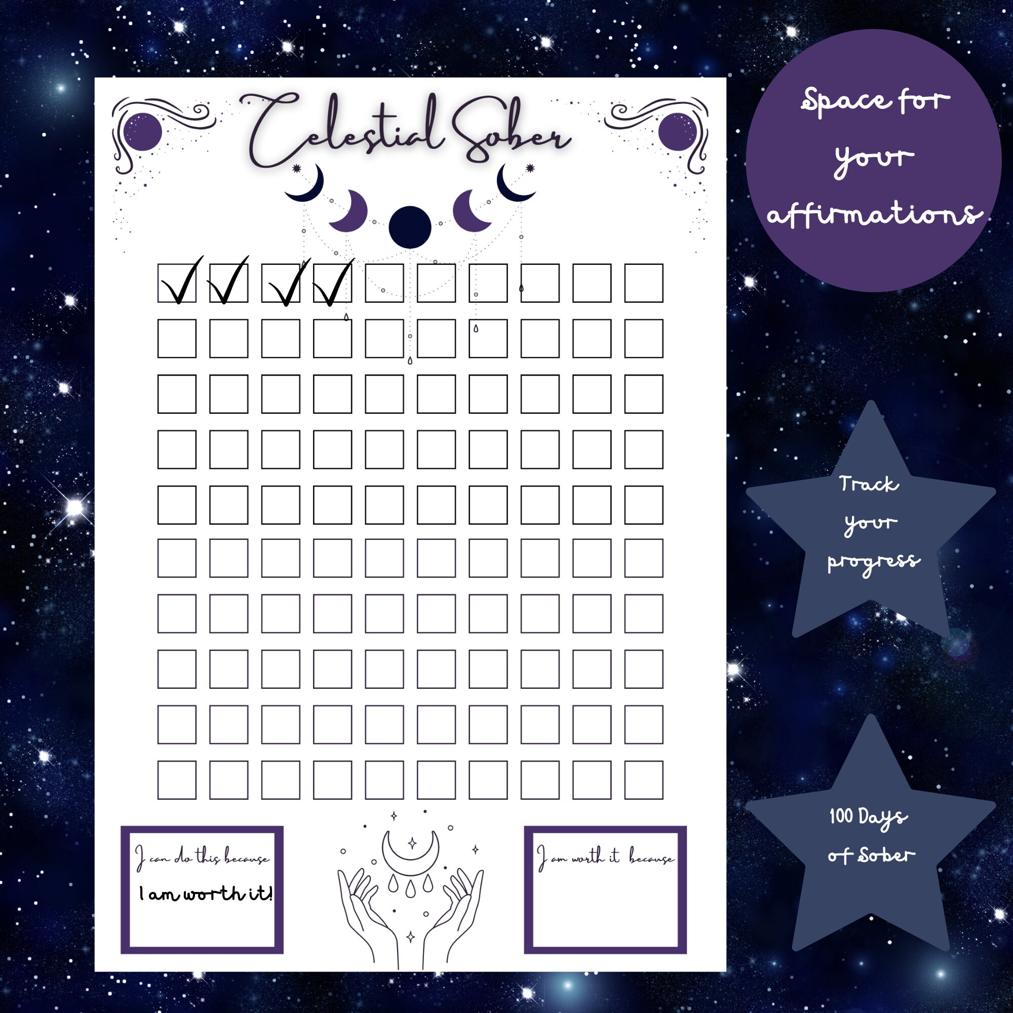 Sober T Sobriety Tracker 100 Days Sober Habit Tracker Sobriety