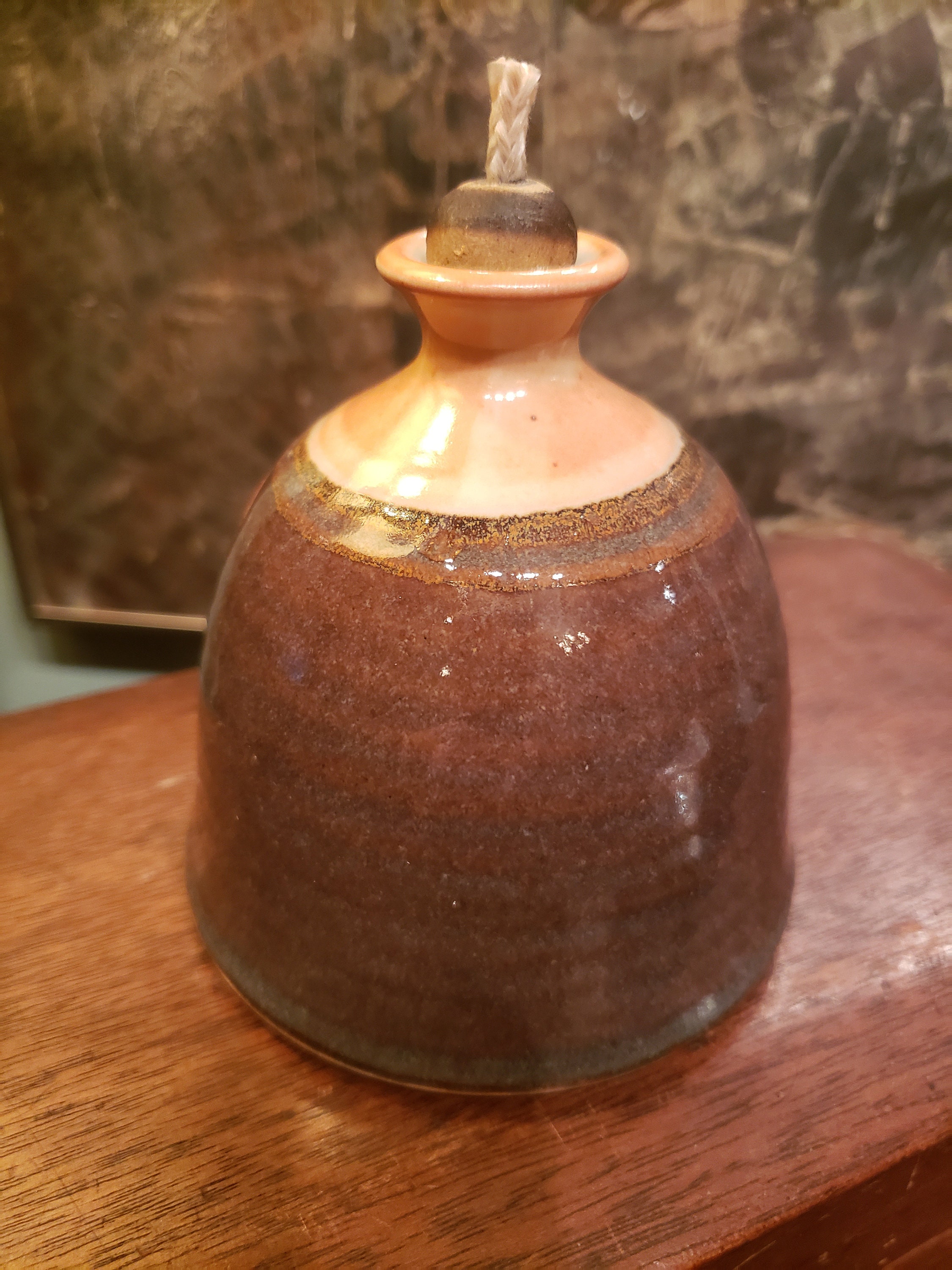 Pottery Sunburst Oil Lamp by Susan Balentine - Etsy