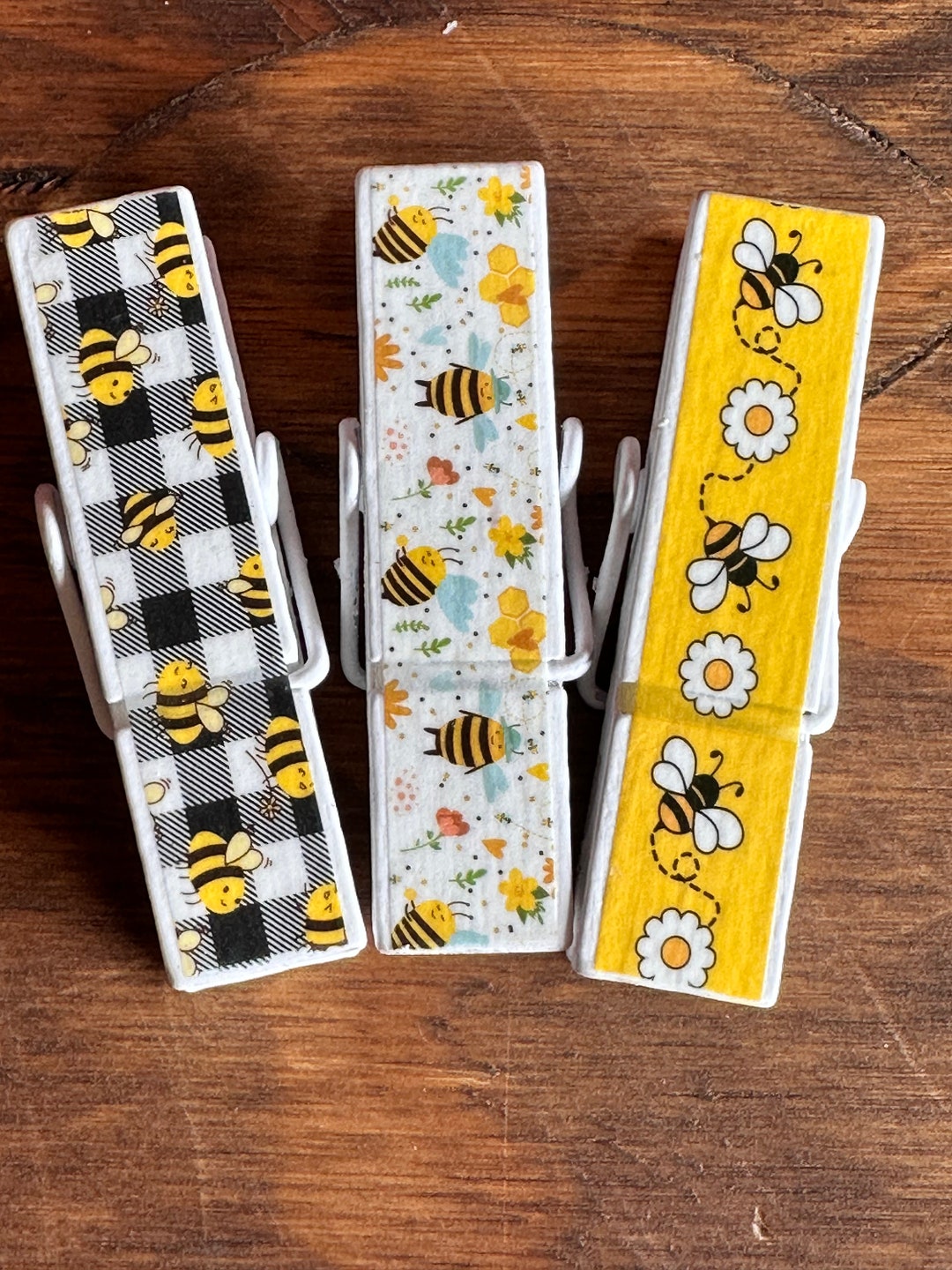 NEW Bumble Bee Trio Wood Clothespin Chip Clips - Etsy