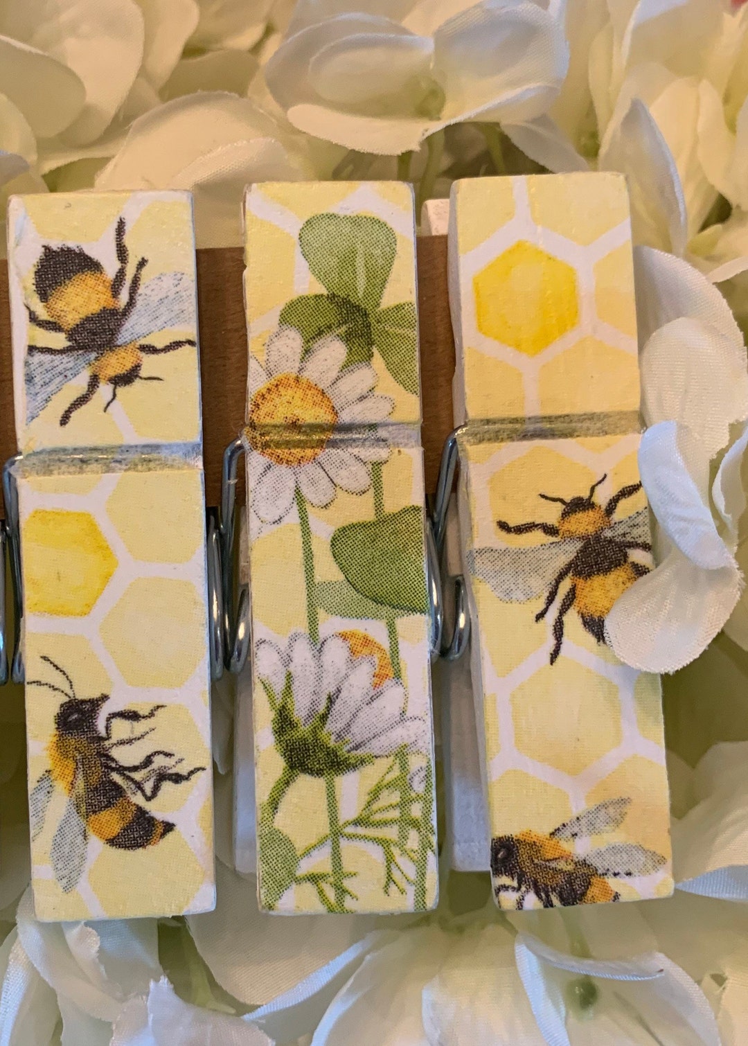 Bumble Bees Wood Clothespin Chip Clip - Party Favors - Stocking Stuffer ...