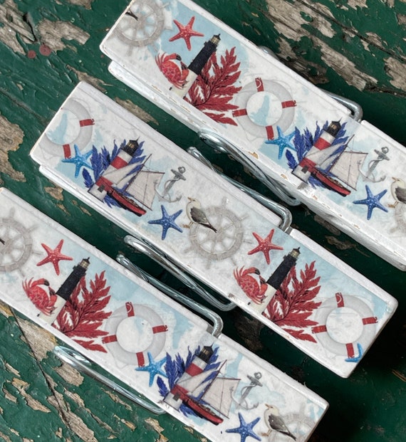 NEW Lighthouse Marine Nautical Snack Bag Chip Clips Set/3 - Etsy
