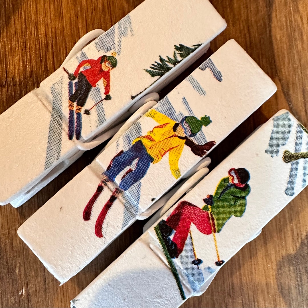 NEW Skiers Skiing on the Slopes Bag Chip Clips - S, Party Favors - Etsy