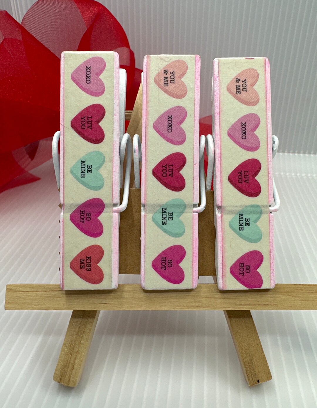 NEW Valentines Candy Hearts Handmade Chip Snack Clips Set/3 - Etsy
