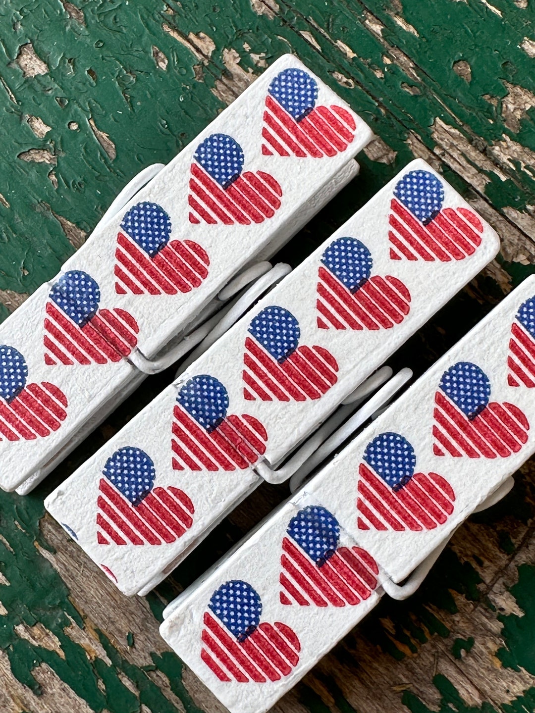 NEW Patriotic Heart Shaped American Flag Clips - Etsy