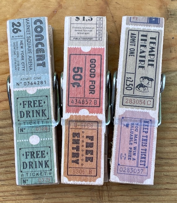 Handmade Tickets Stubs Chip Snack Clips Set/3 - Etsy Australia