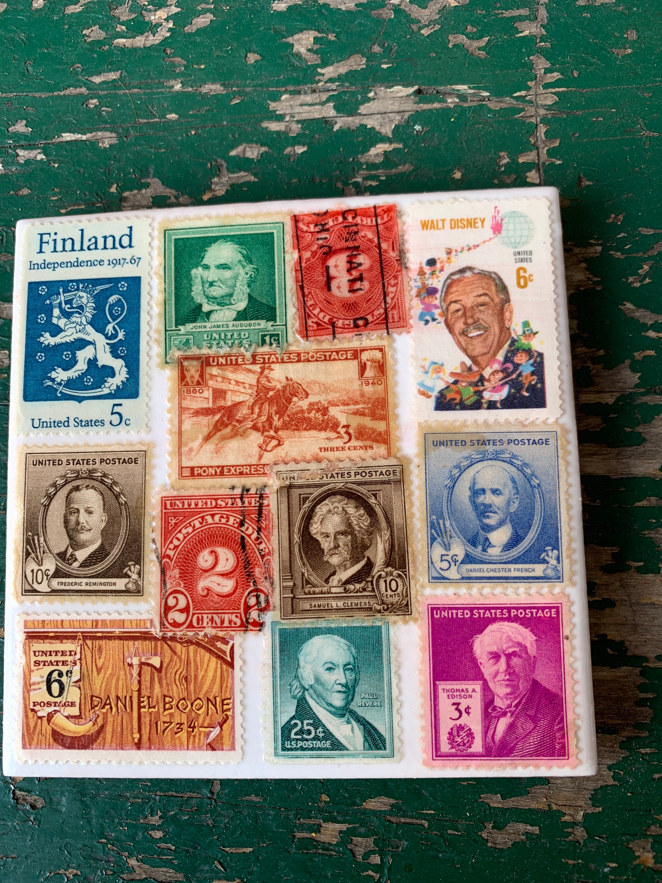 Postage Stamp Coasters With Vintage Authentic Stamps Set-4 | Etsy
