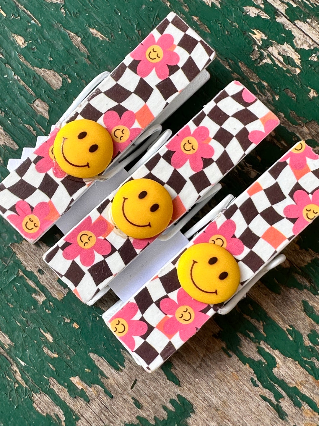 NEW Pink Smiley Face Flower Chip Bag Clip - Etsy