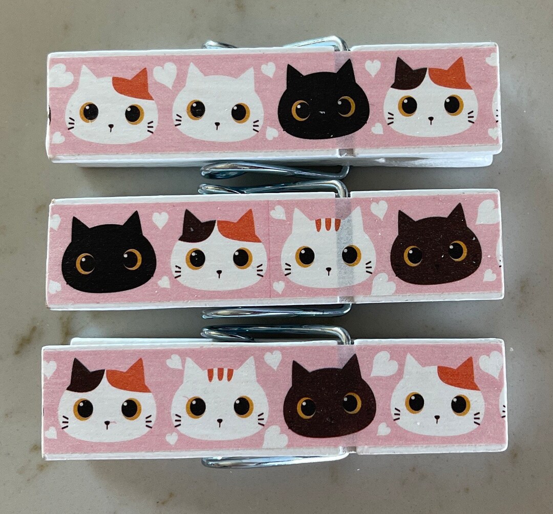 Kitten Kitty Cat Clothespin Chip Bag Clips Set/3 - Etsy