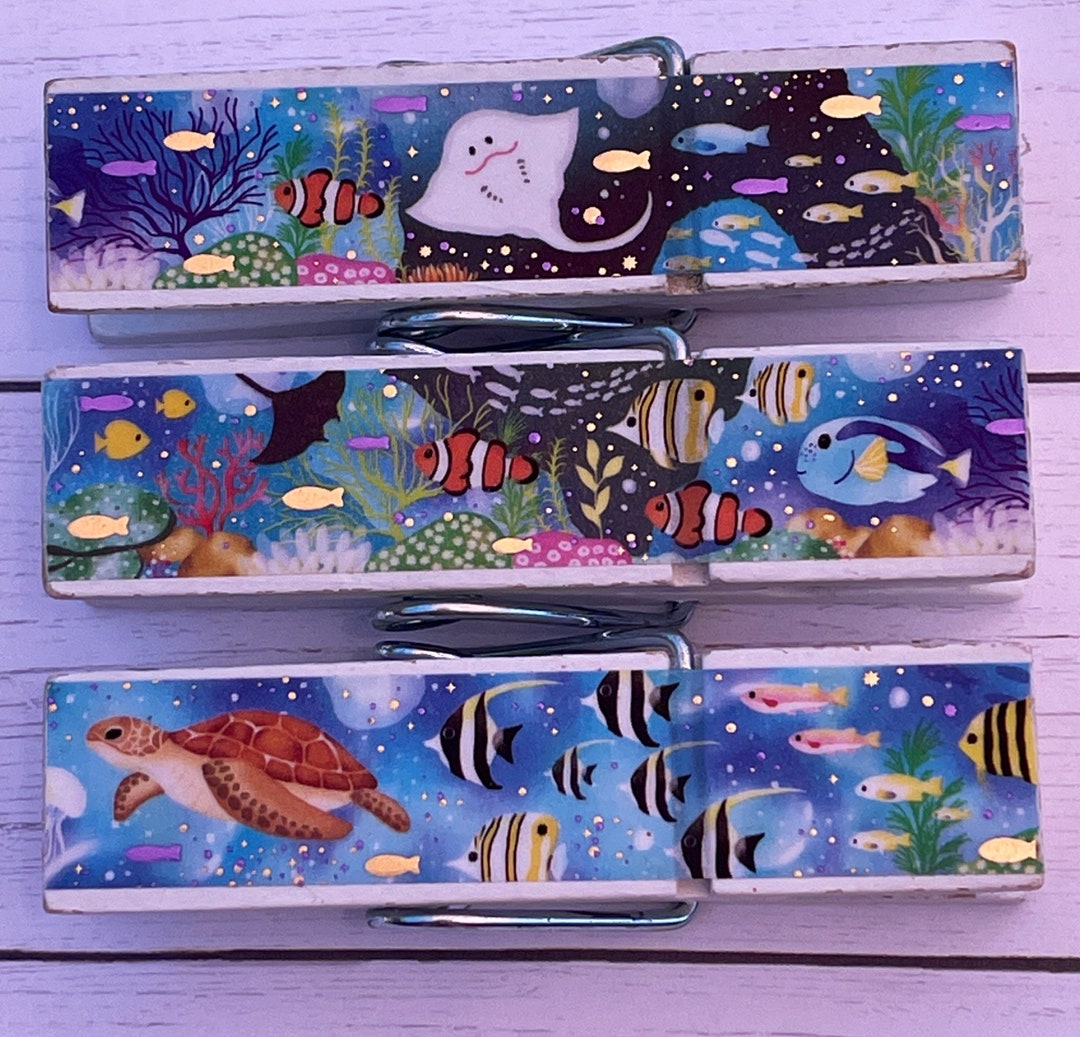 Tropical Fish Coral Reef Ocean Chip Snack Clips Set/3 Stocking Stuffer ...