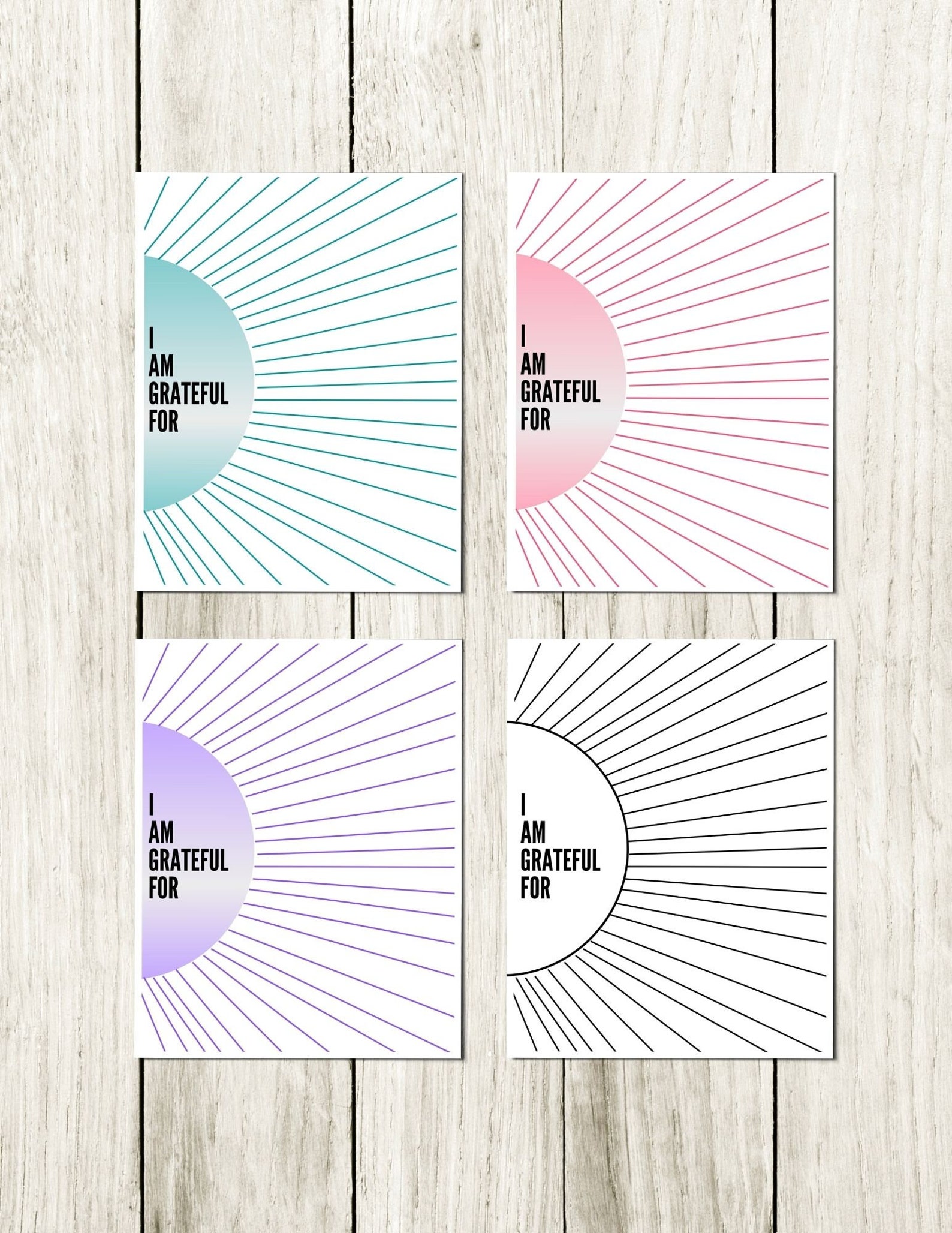 Sunburst Gratitude Worksheet - Rainbow Set of 12 - Etsy